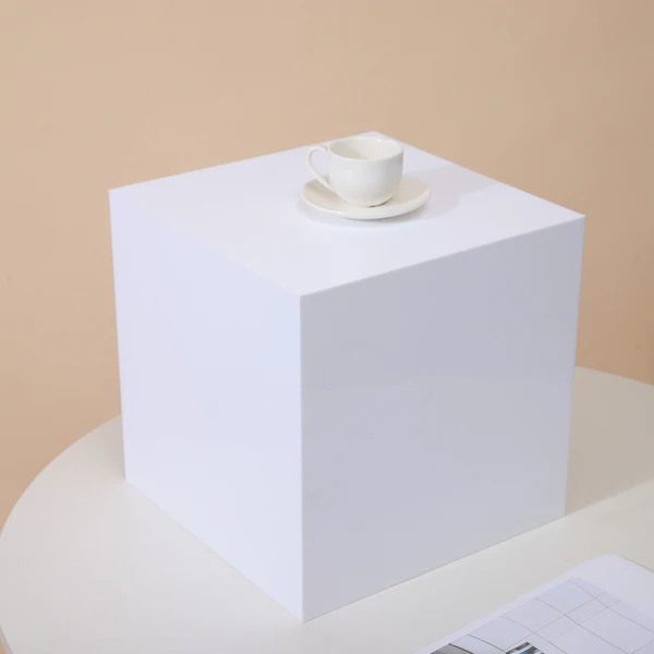 White Buffet Acrylic Riser Cube Display - Perfect for Parties