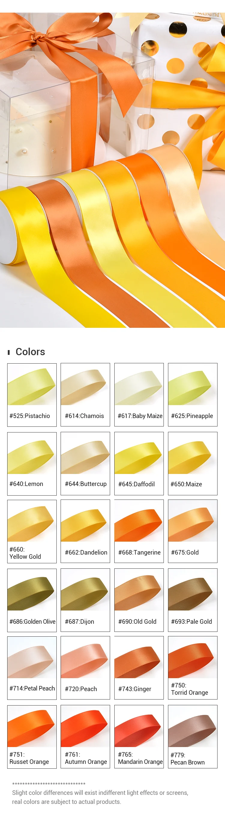 YAMA Factory Stock Ribbon - 196 Solid Colors, 100 Yards