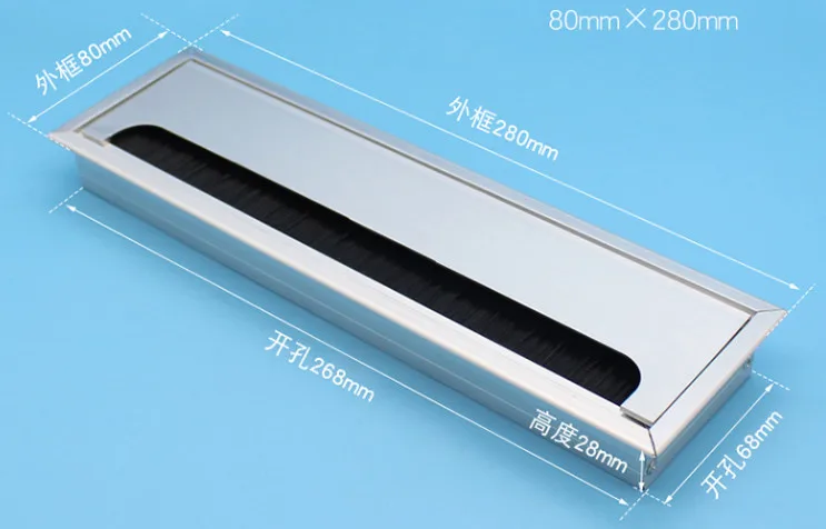 Aluminium Alloy Office Desk Wire Grommet Box Square Metal Desk Cable ...