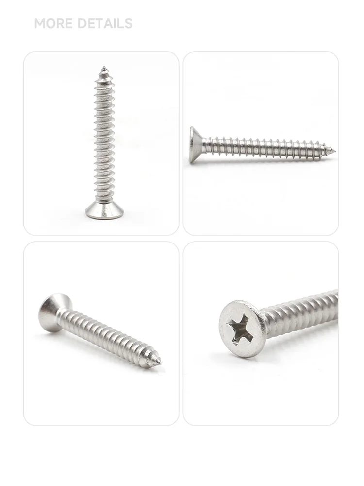 Stainless Steel Phillips Cross Recessed Countersunk Head Self - Tapping ...