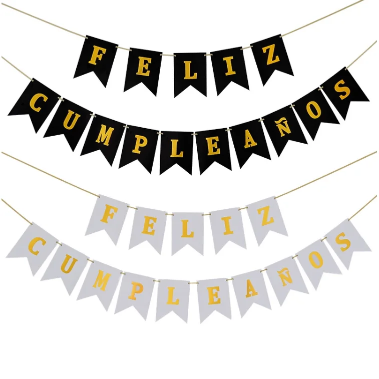 Happy Birthday In Spanish Cumpleanos Feliz Letter Printed Paper Banners ...