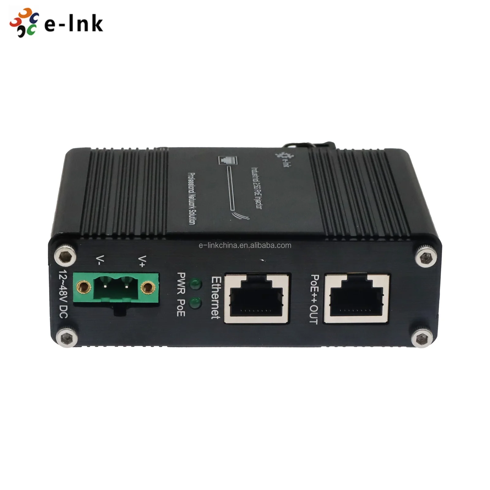 60W PoE Injector 2.5G 802.3at Active Din Rail Industrial Power Ethernet ...