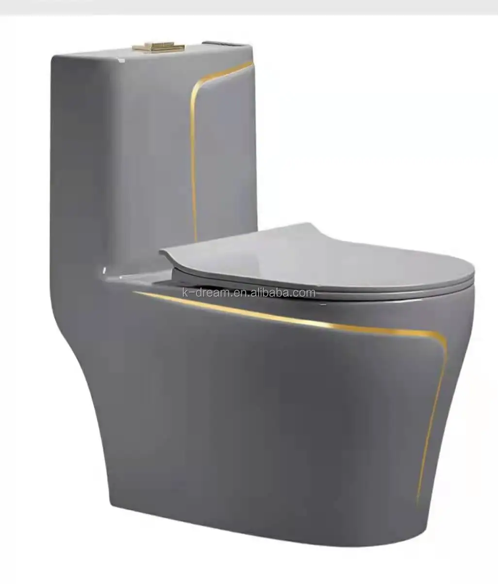 Grey Color Golden Line Bathroom Sanitary Floor Mounted WC Toielt Set ...