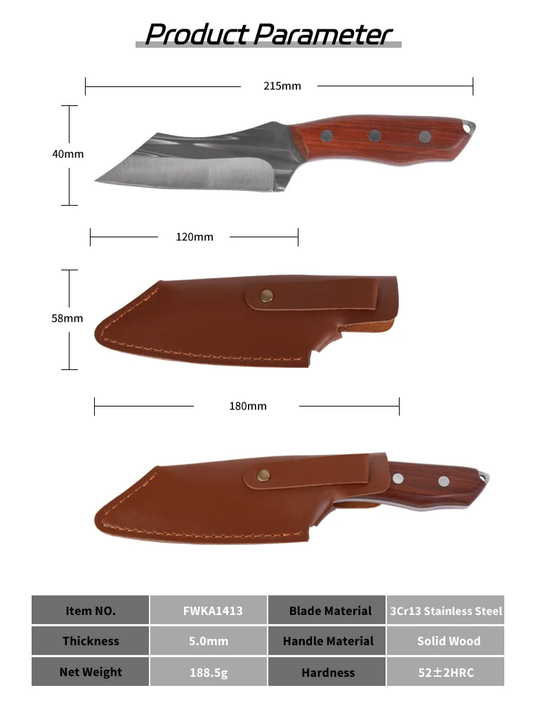 Fulwin Chinese Butcher Knife Professional Hand-forged Cleaver Knife ...