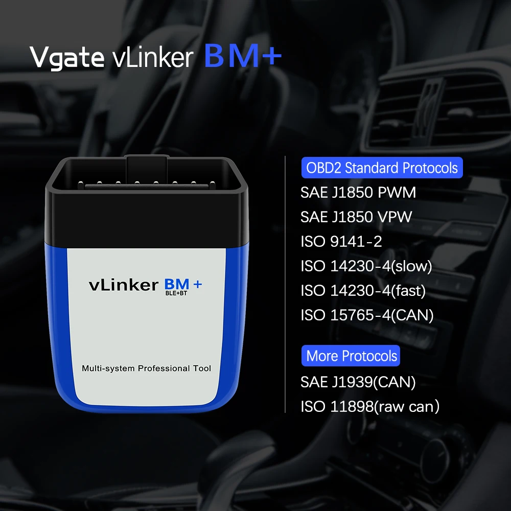 Original Vgate Vlinker Bm+ Elm327 V2.2 For Bmw Scanner Wireless 4.0 Obd ...