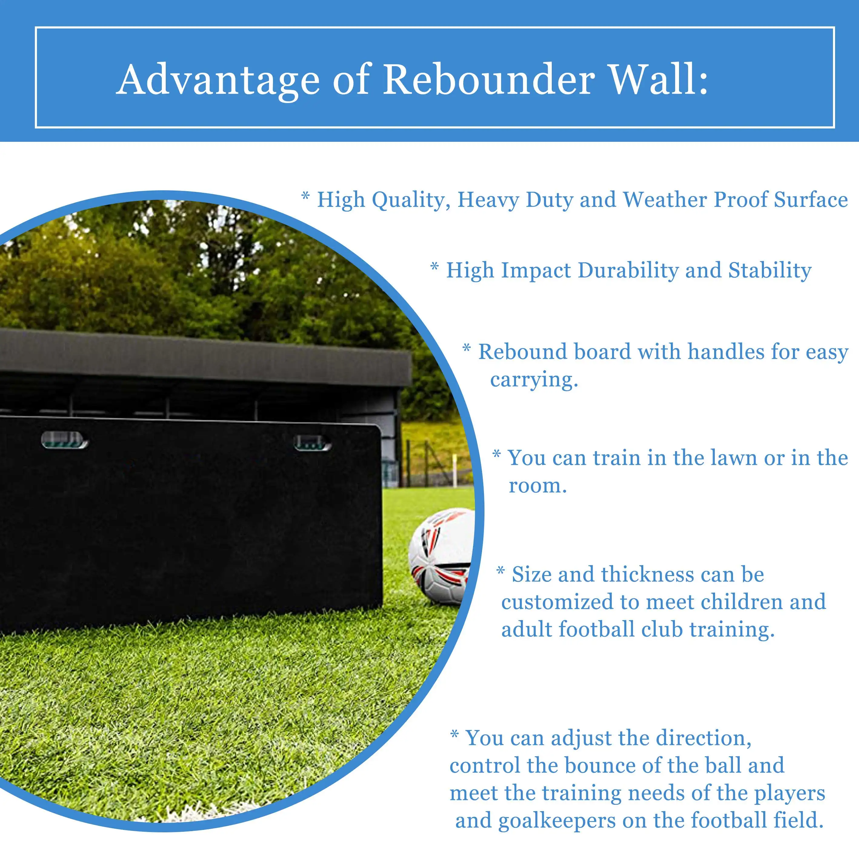 High-density Polyethylene Two Sides Soccer Rebounder Wall Board for ...