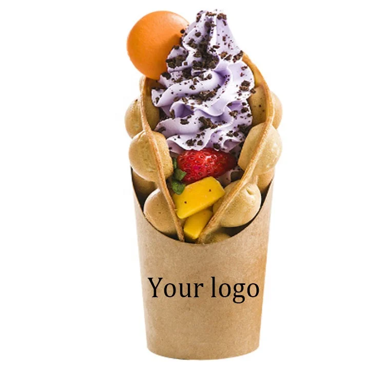 French Fries Holder Egg Bubble Waffle Container Paper Cup Snack - Buy ...