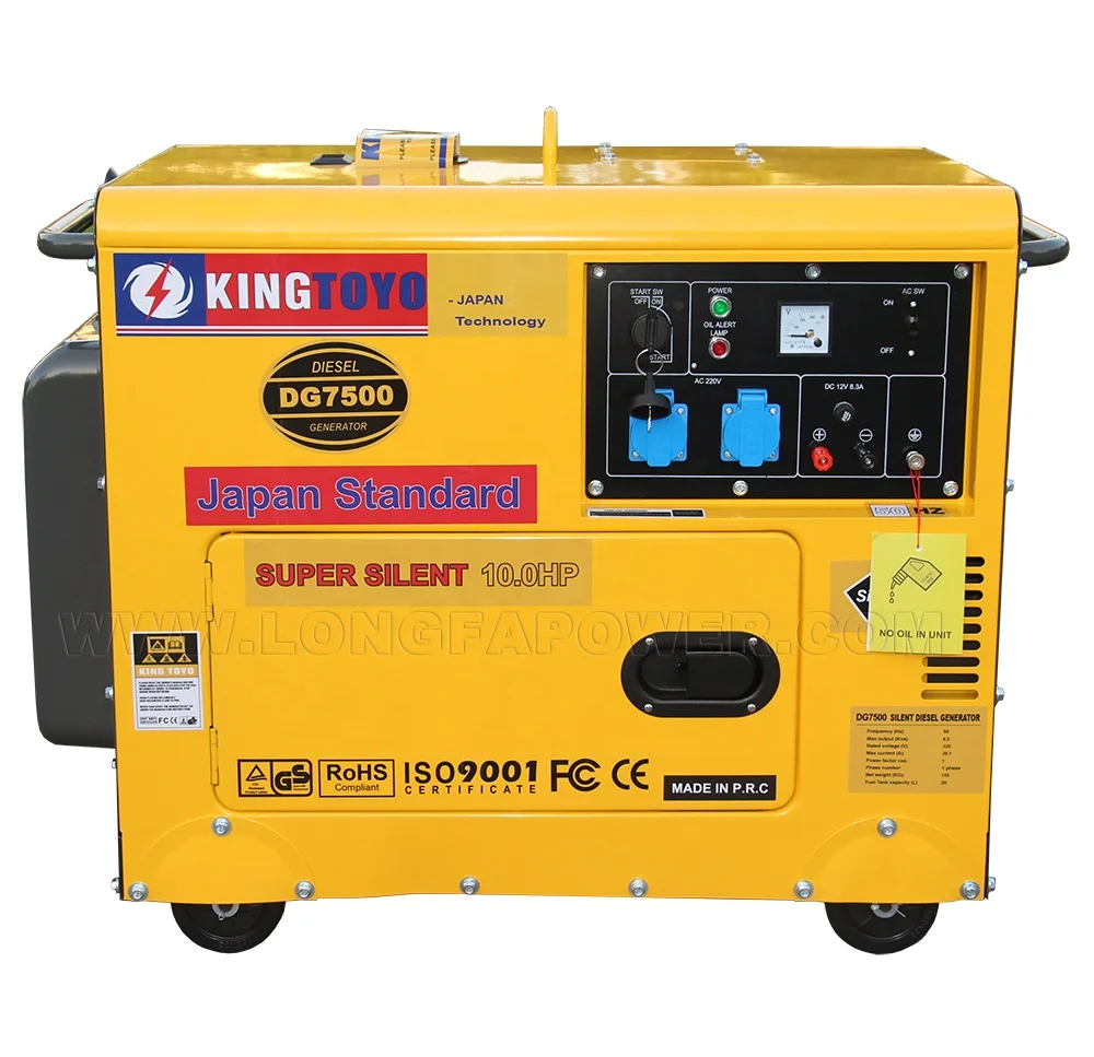 King Toyo Max Generator 6 Kw 6000 W 6 Kva Copper Wire Key Start Portable 186fa Silent Soundproof ...