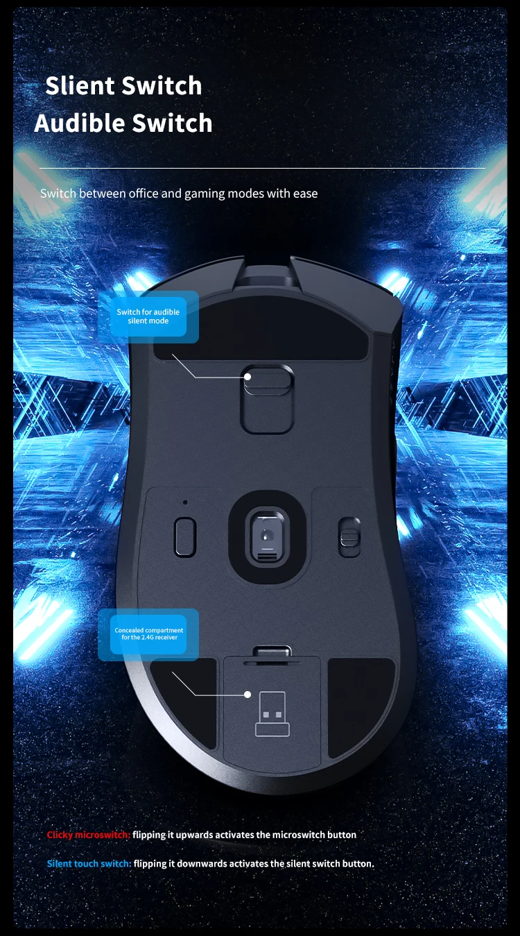 Ajazz AJ199pro Wireless Mouse 2.4G USB Wired Gaming PAW3395 DPI 26000 ...