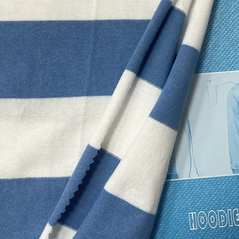 Premium Cotton 280g Heavy Duty Two Fold Yarn Brushed Stripe Soft Cotton Jersey T-shirt Knit ...