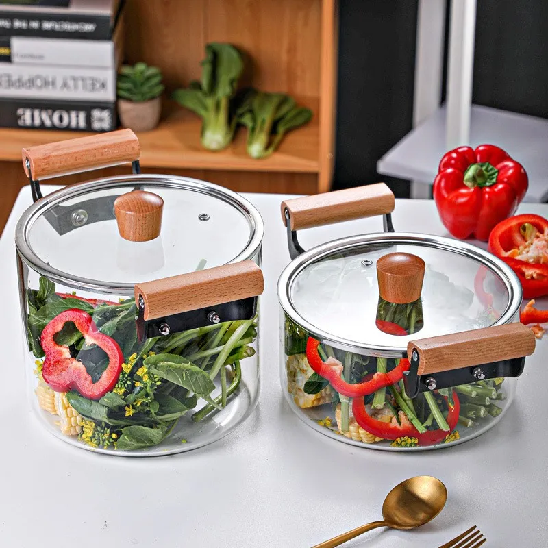 Modern Design Thickening Borosilicate Glass Stovetop Cooking Pot with ...