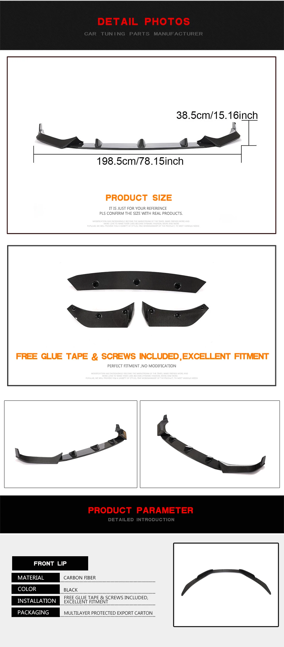 Carbon Fiber Front Bumper Lip for BMW X7 G07 M Sport Utility 4-Door ...