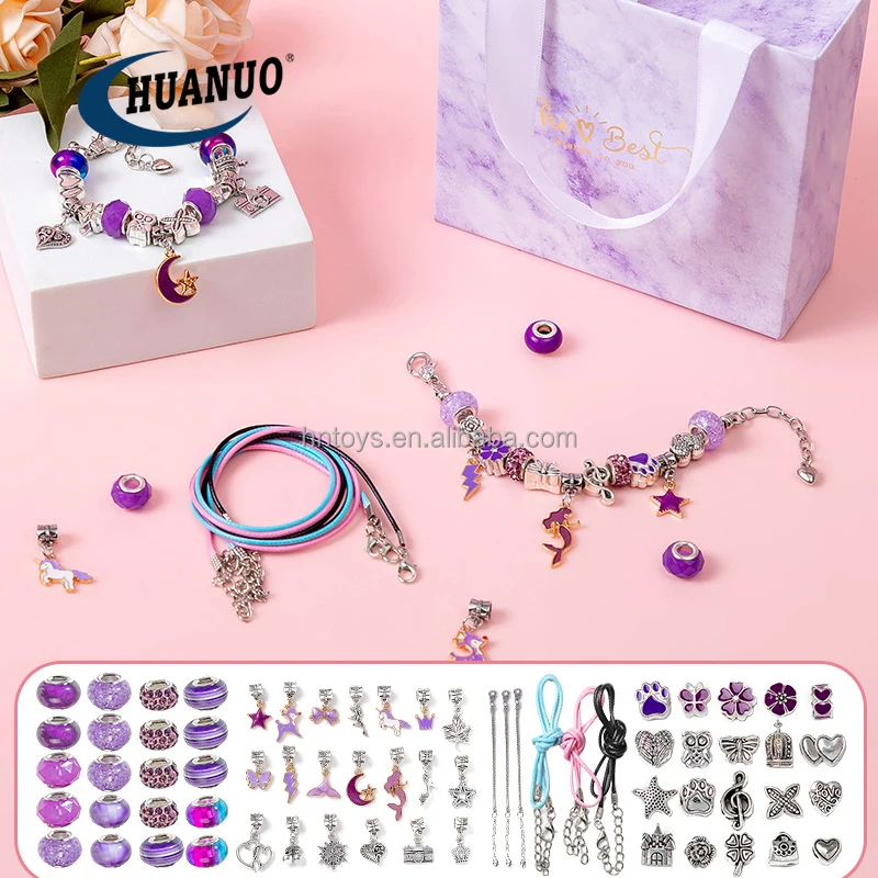 Girls 66 Pcs Cute Sparkling DIY Jewelry Kit - Charm Bracelet Making Kit