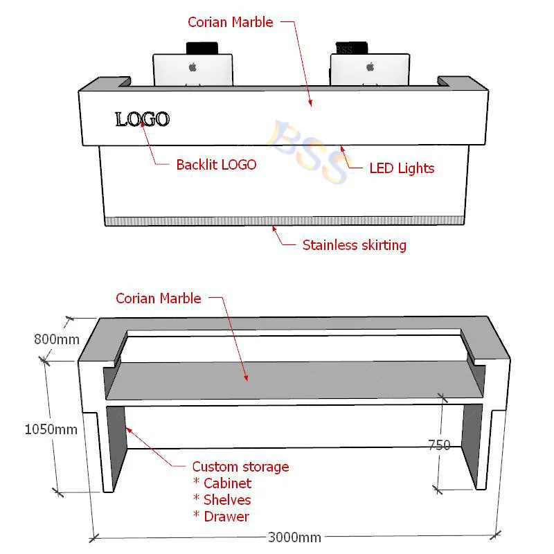 Reception Counter Medical Spa Design - Modern & Durable