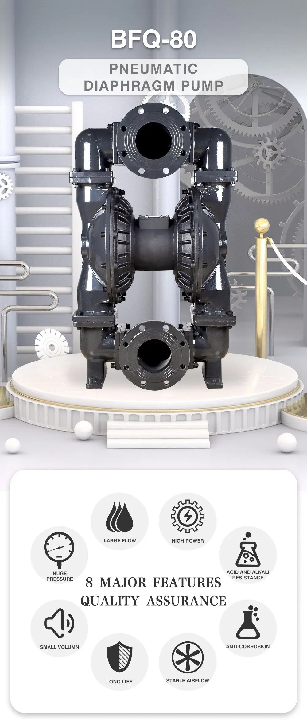 BFQ-80Q 3'' Nodular Cast Iron Air Operated Diaphragm Pump_BFQ_Air Operated Diaphragm Pumps_GODO ...