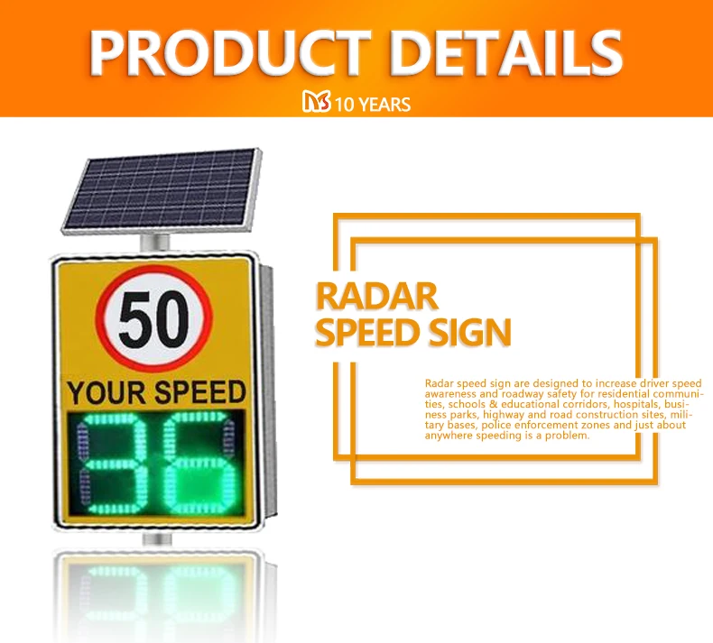 Hight Quality LED Display Portable Traffic Signs Speed Yellow