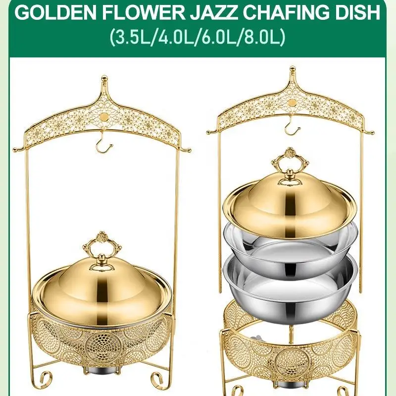 Gold Pleated Chaffing Dish - Luxury Food Display Shaffing