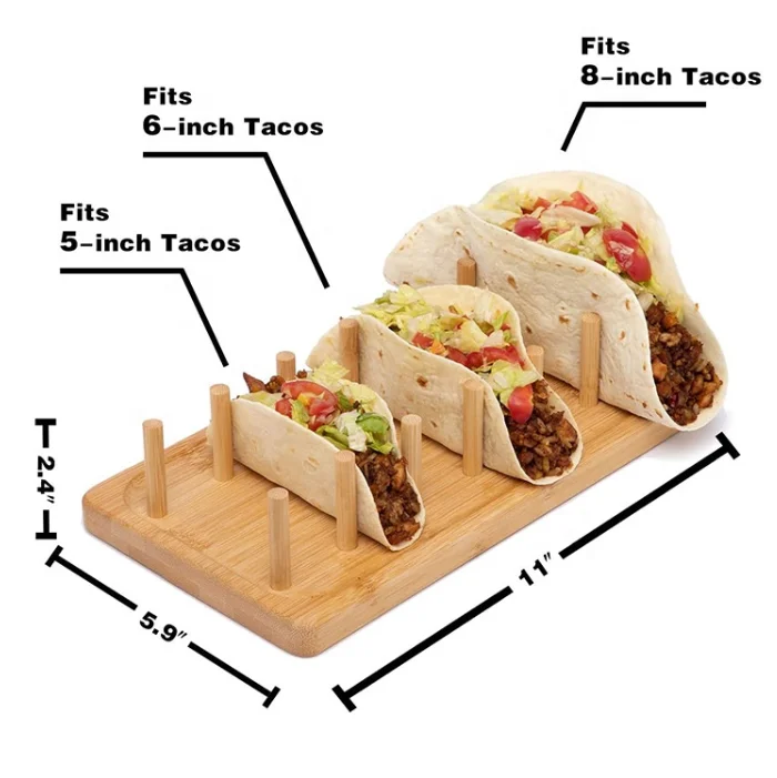 Bamboo Burritos Rack Taco Stand Kitchen Storage Holders Food Platter ...