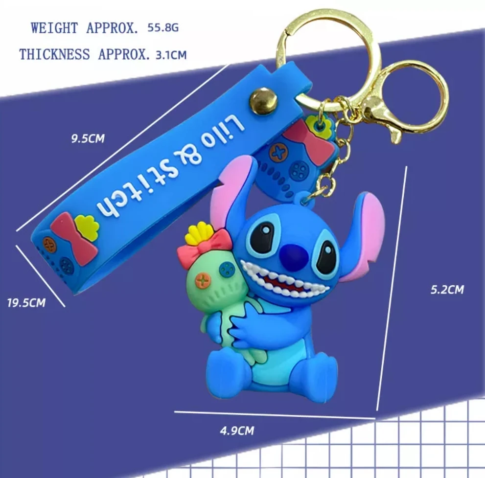 Cute Cartoon Stich Pendant Key Chain Backpack Decor Keyring 3d Pvc ...