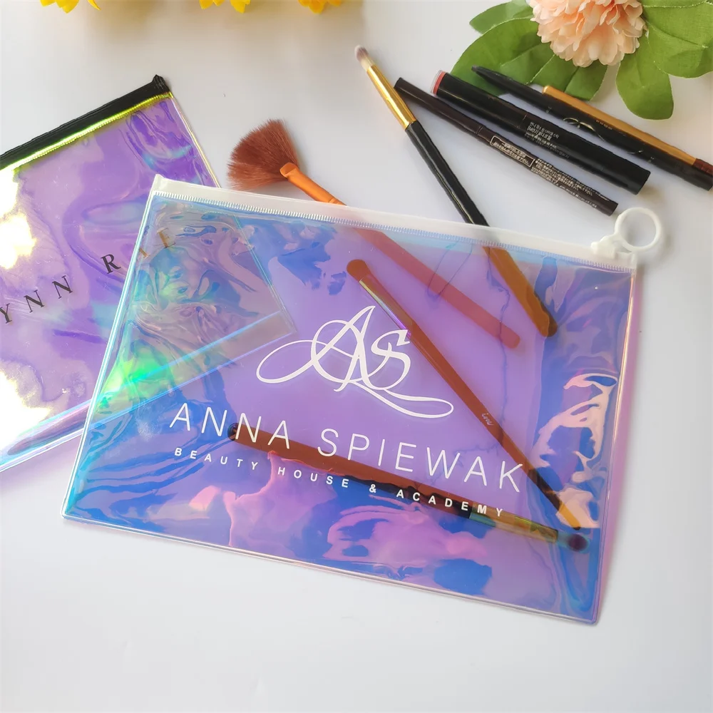 Luxury Elegant Custom Logo Transparent Pvc Laser Plastic Zipper Bag ...