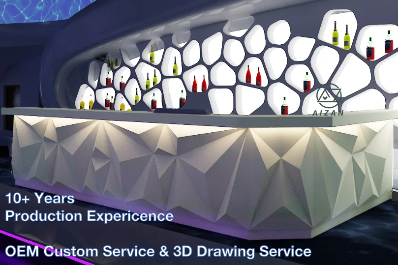 Solid Surface Bar Counter Top Luxury White Nightclub Bar Counter ...