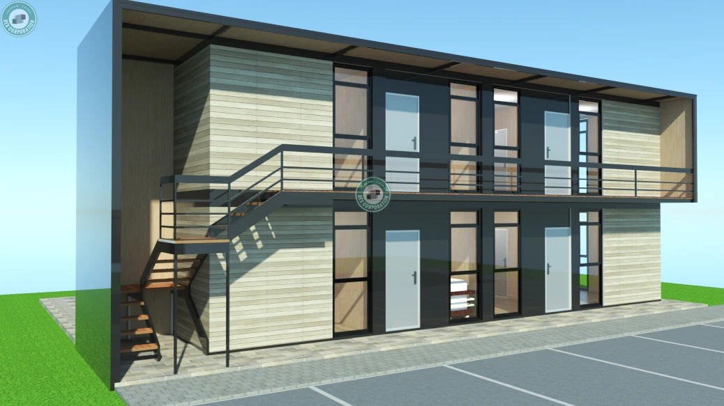 Modular Apartment Building Plans: 2 Storey, 2 Bedroom Ensuite Design ...