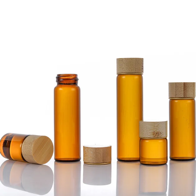 22mm Screw Mouth Bottle with Bamboo Wood Cap Sealed Reagent Storage ...