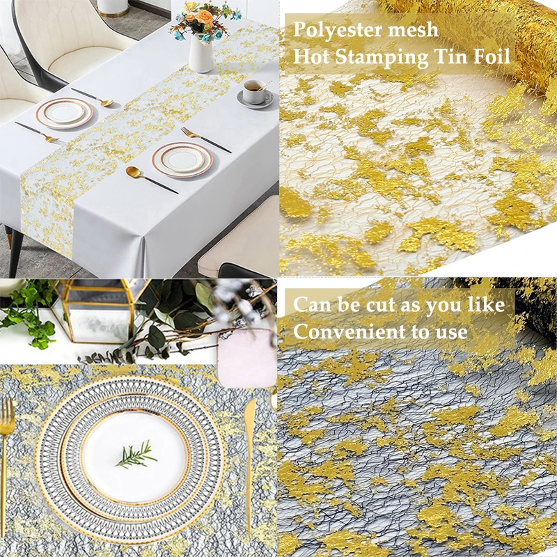 Diy Shinny Gold Mesh Table Runners For Wedding Disposable Table Runners ...