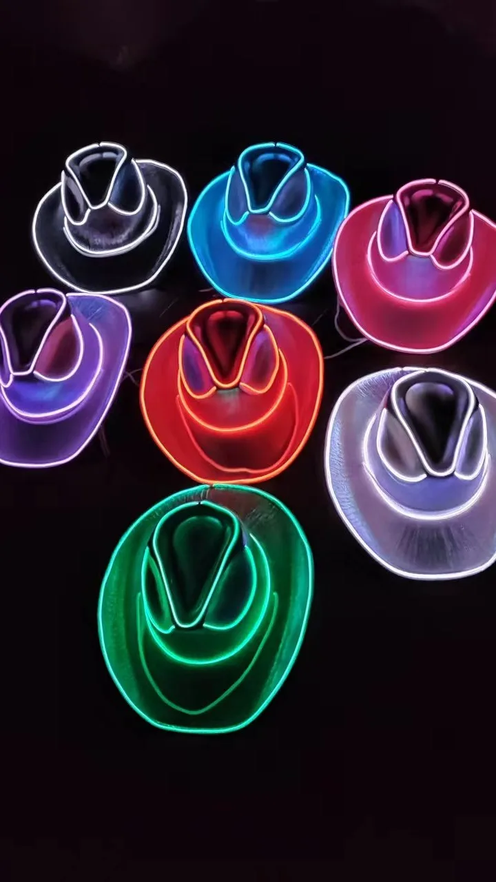 Colorful Led Light Up Hat Adult Cowboy Cowgirl Hat For Halloween ...
