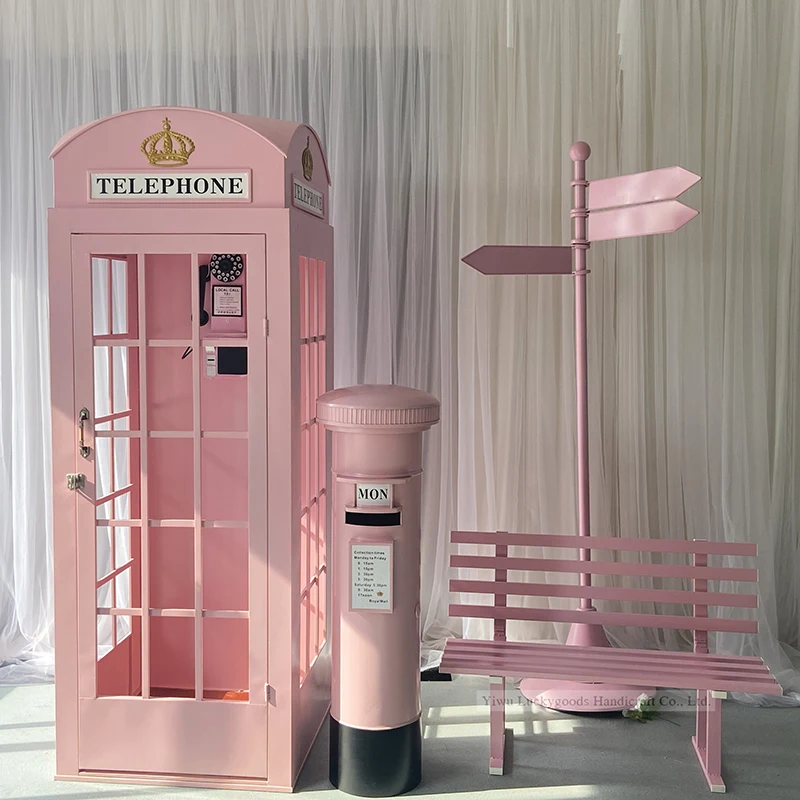Telephone Booth Prop with Artificial Flowers for Weddings