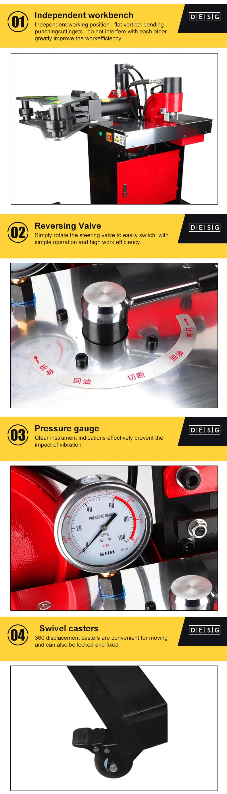 3 In1 Hydraulic Punching Bending Cutting Machine DHY-200