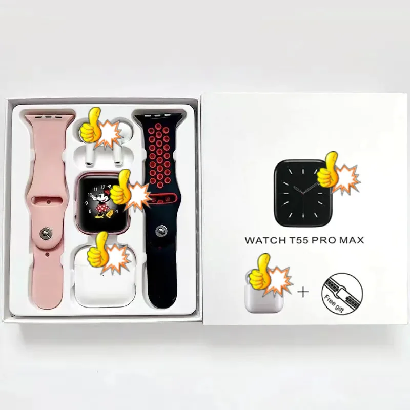 New T55 Pro Max Smartwatch With Earphone 2 In 1 Bt Call Heart Rate ...