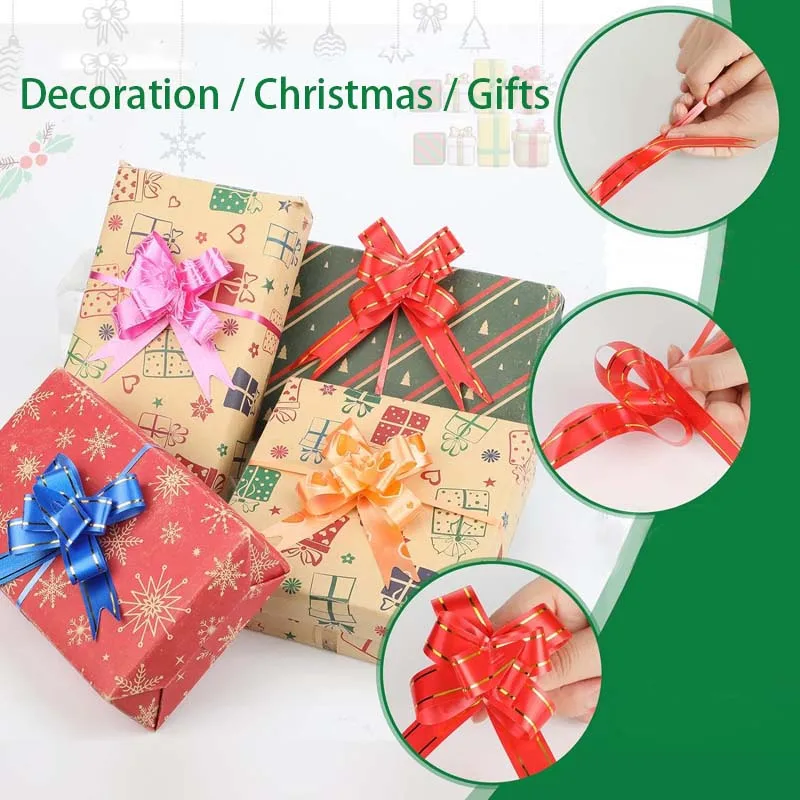 6/10/24 Inch Large Pull Up Christmas Gift Organza Flower Pom Pom Pull ...