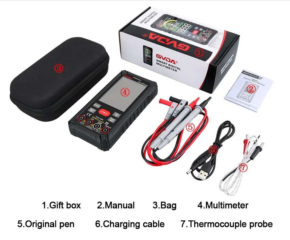 GVDA Rechargeable Digital Multimeter and Analyzer TRMS 10000 Counts ...
