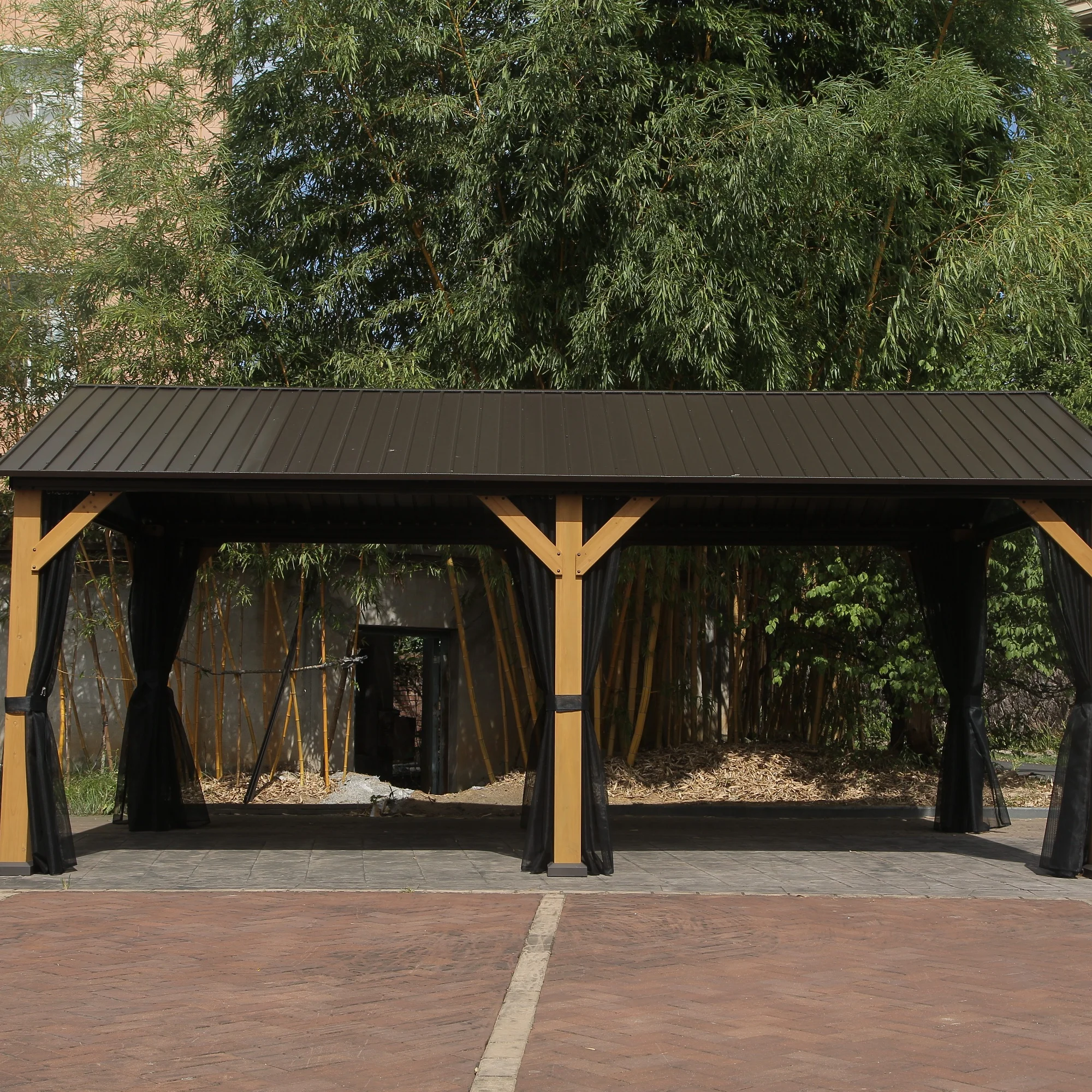 12'x20' Cedar Wood Hardtop Gazebo with Galvanized Steel Roof - Perfect ...