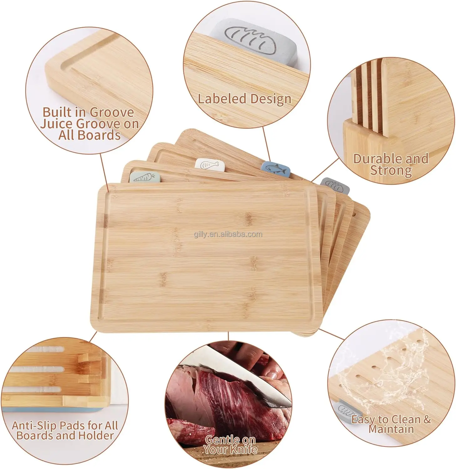 Eco-friendly Bamboo Chopping Board Set - Durable & Space-saving