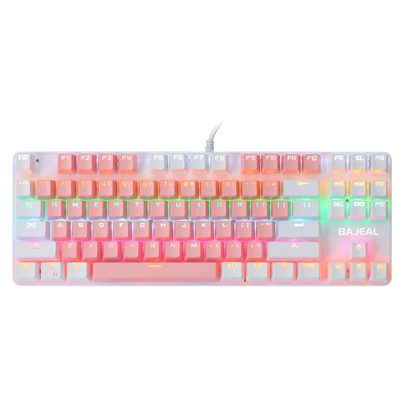 New Rgb Colorful K100 87-key Keyboard Pink+white Wired Gaming ...