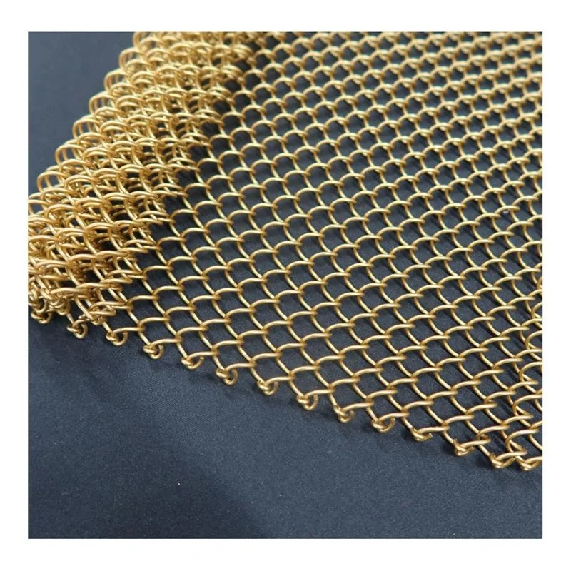 Gold Decorative Metal Coil Aluminium Wire Screen Mesh Ceiling Curtain ...