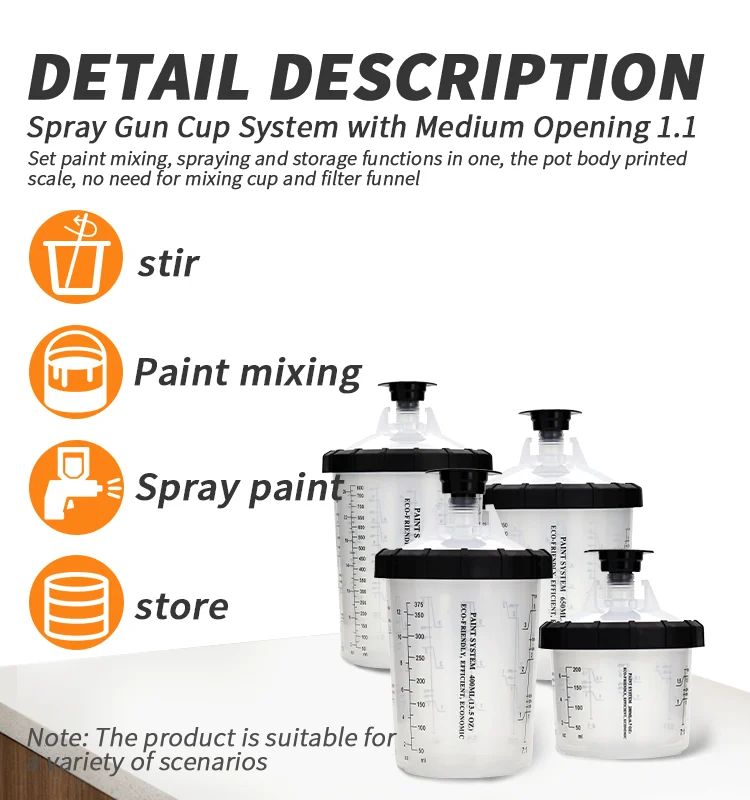 200ml Automotive Printable Plastic Spray Gun Paint Cup With Clips And ...
