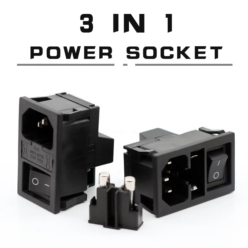 3 In 1 Iec320 C14 Ac Inlet Double Fuse Switch Power Socket - Buy Ac ...