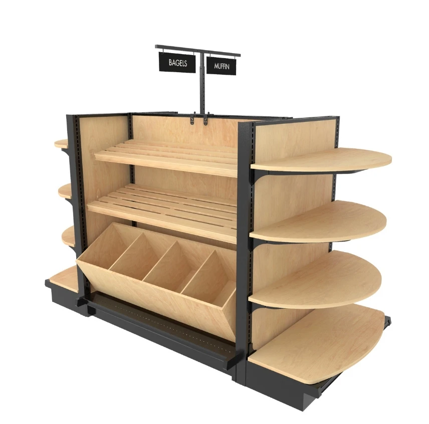 Keway Wooden Gondola Shelving - Supermarket Display Racks