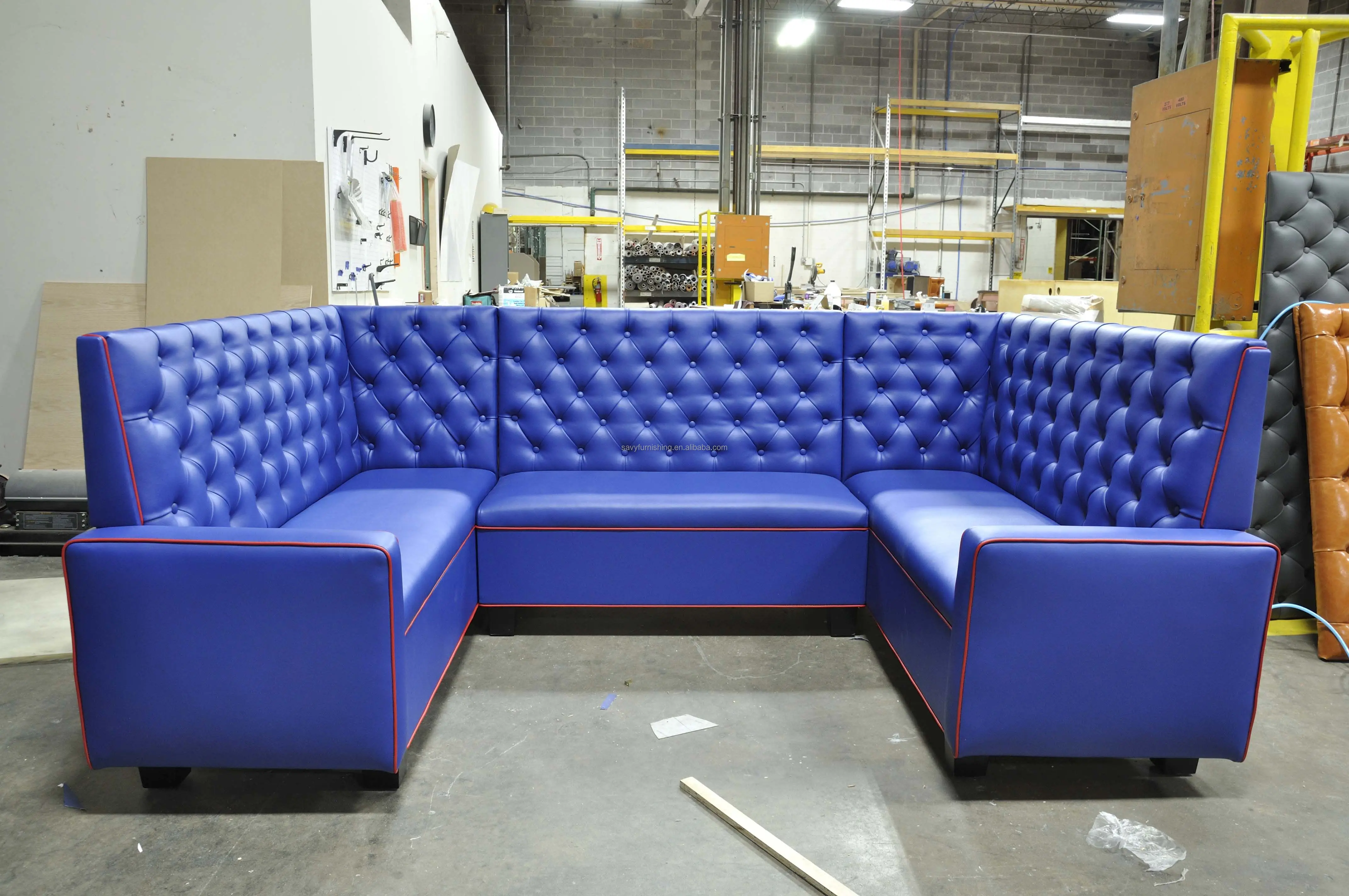 Modern Black Leather Booth Seating for Bar & Restaurant