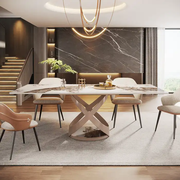 Modern Italian Luxury Rectangular Dining Table Italian Craft Rock Plate ...