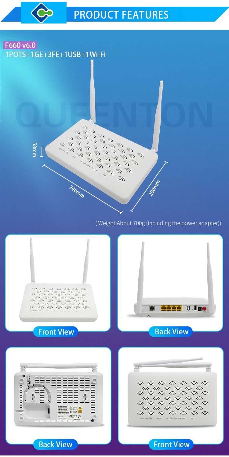 F660 V6.0 GPON ONT UPC 1GE+3FE+1POTS+WIFI GPON Indoor Optical Network ...