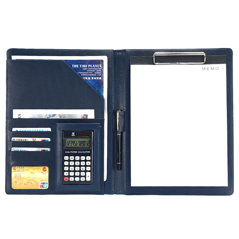 A4 Cortex Pu Leather Multifunctional Folder Business Office Conference ...