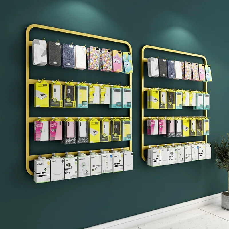 Kainice custom phone accessories wall mounted gold metal rack hanging ...