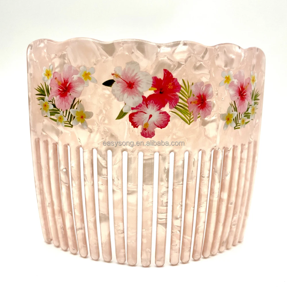 Flower Printed Hair Combs - Stylish & Versatile Accessories