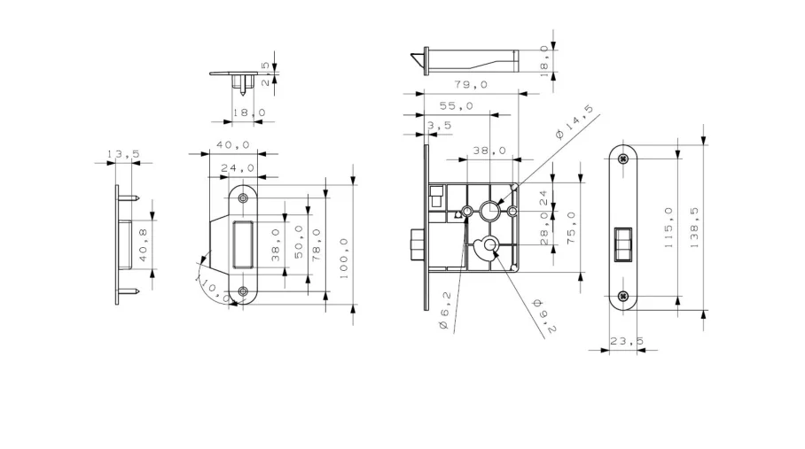 D&Q Modern Design Sliding Wood Door Lock - Durable & Eco-friendly