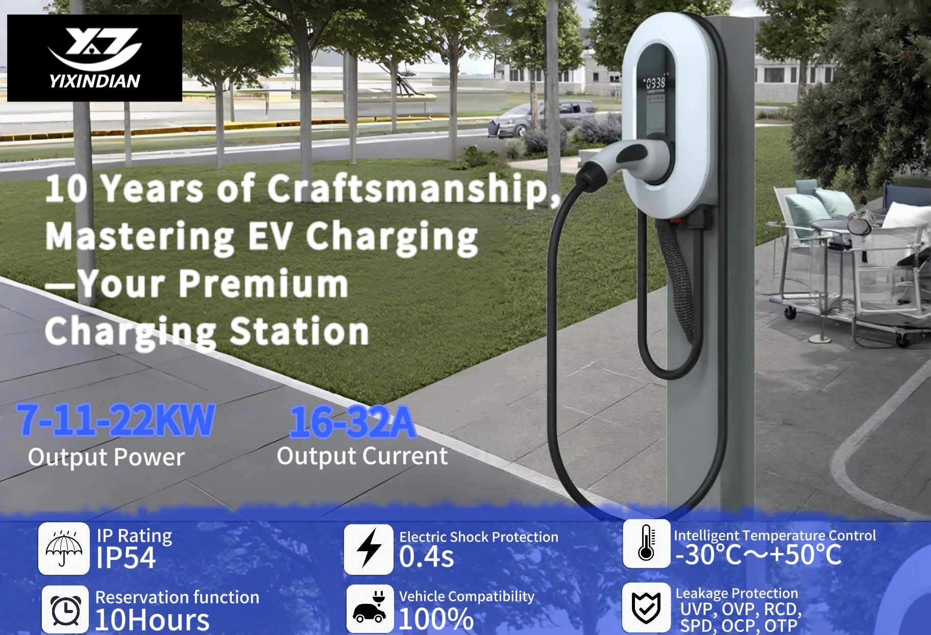 11KW Electric Car EV Charger Wallbox GBT Green Science 32A Wall-Mounted ...