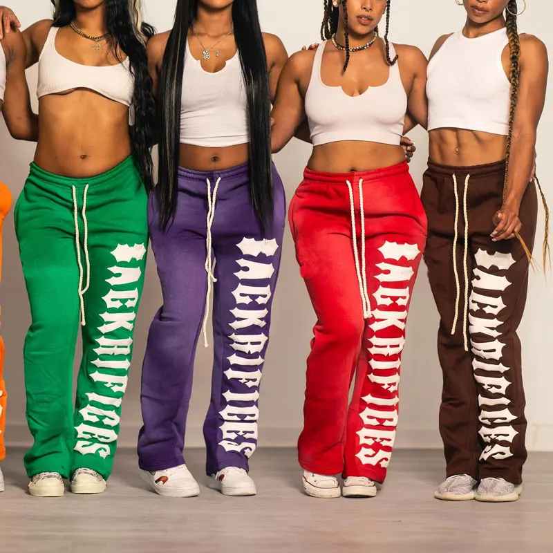 Puff Print Flared Pants Custom Heavyweight Cotton Loose Oversized ...